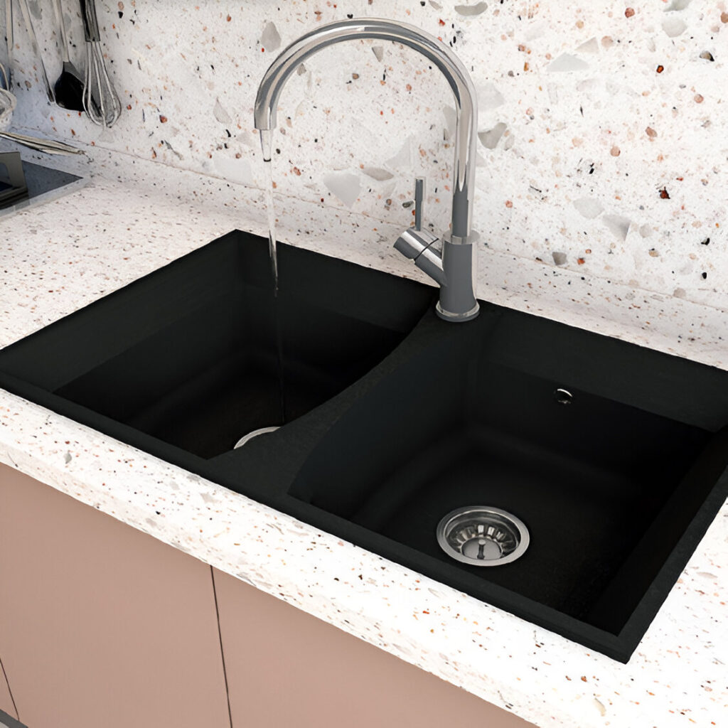 Evier en Granite Double Bac sans Egouttoir AVON | Lemon Granite